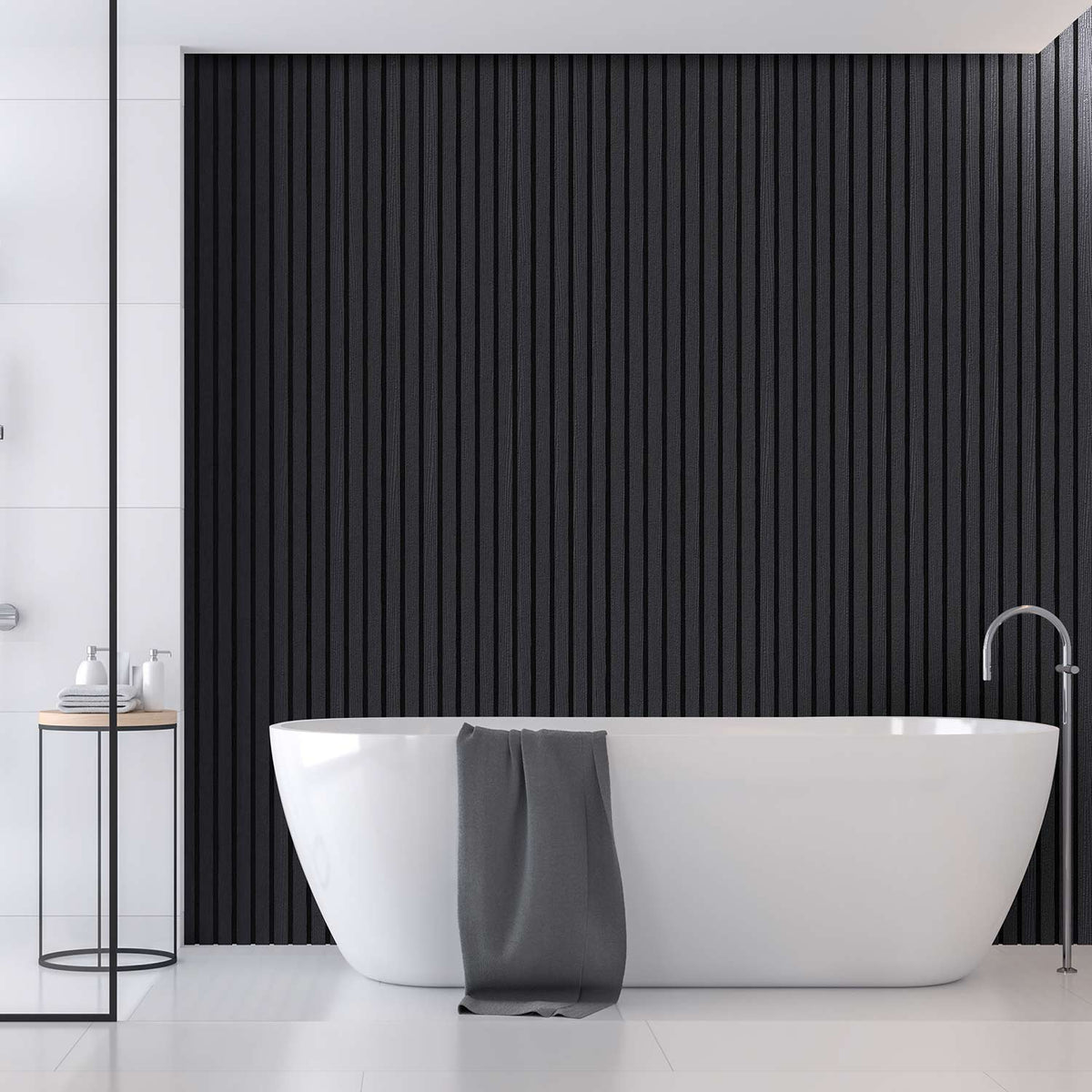 Slatted Cladding - Midnight Black – Artificial Living